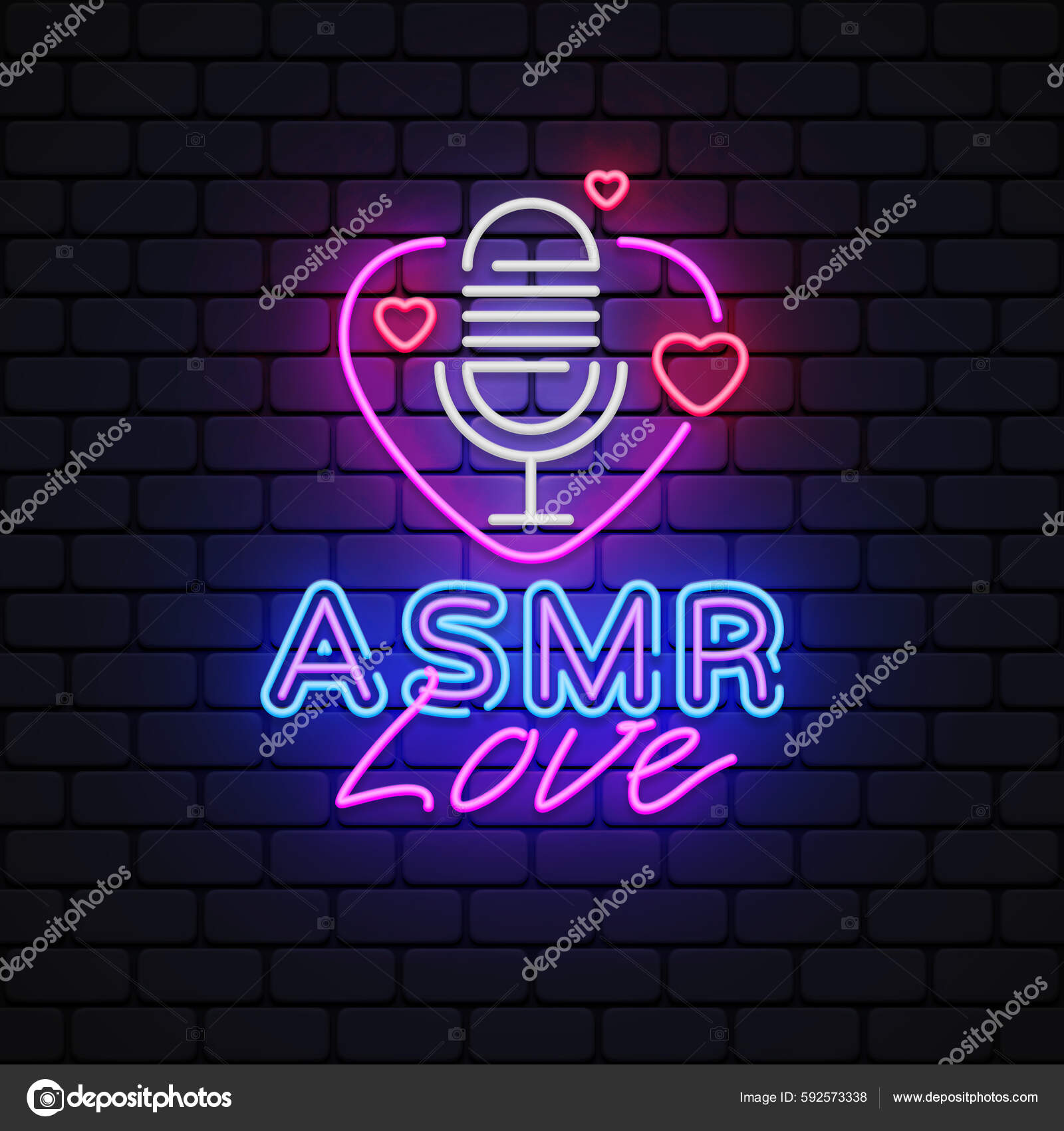 Asmr Love Neon Logo Light Background Vintage Asmr Great Design Vector ...