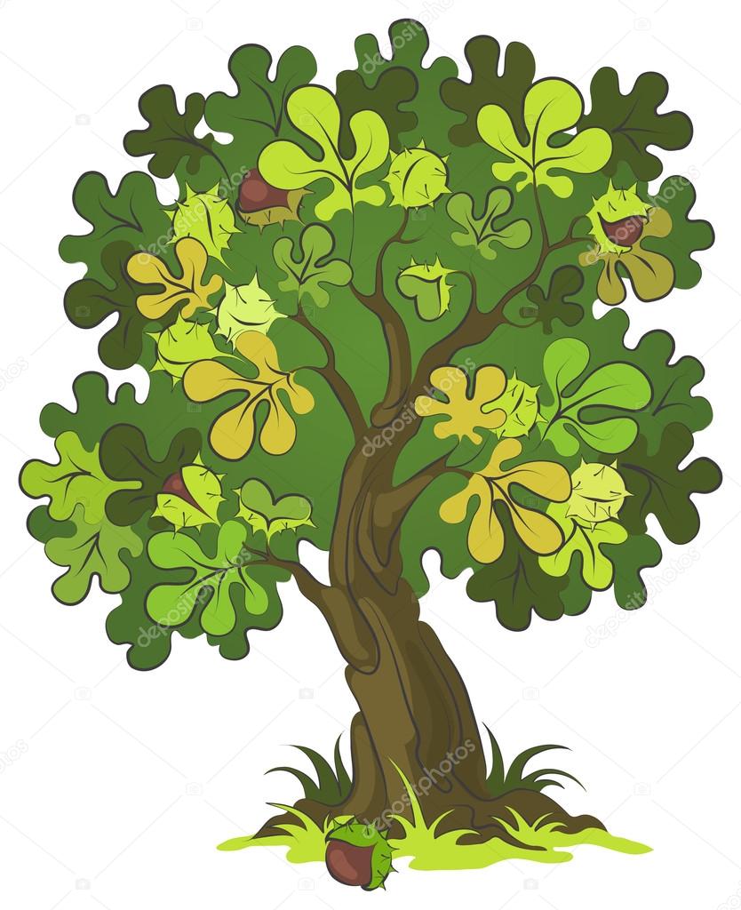 Árbol de castañas de dibujos animados Vector aislado sobre fondo blanco ...