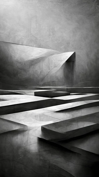 Abstract 3D-illustration illusion of natural stone, metal. Art wall ...