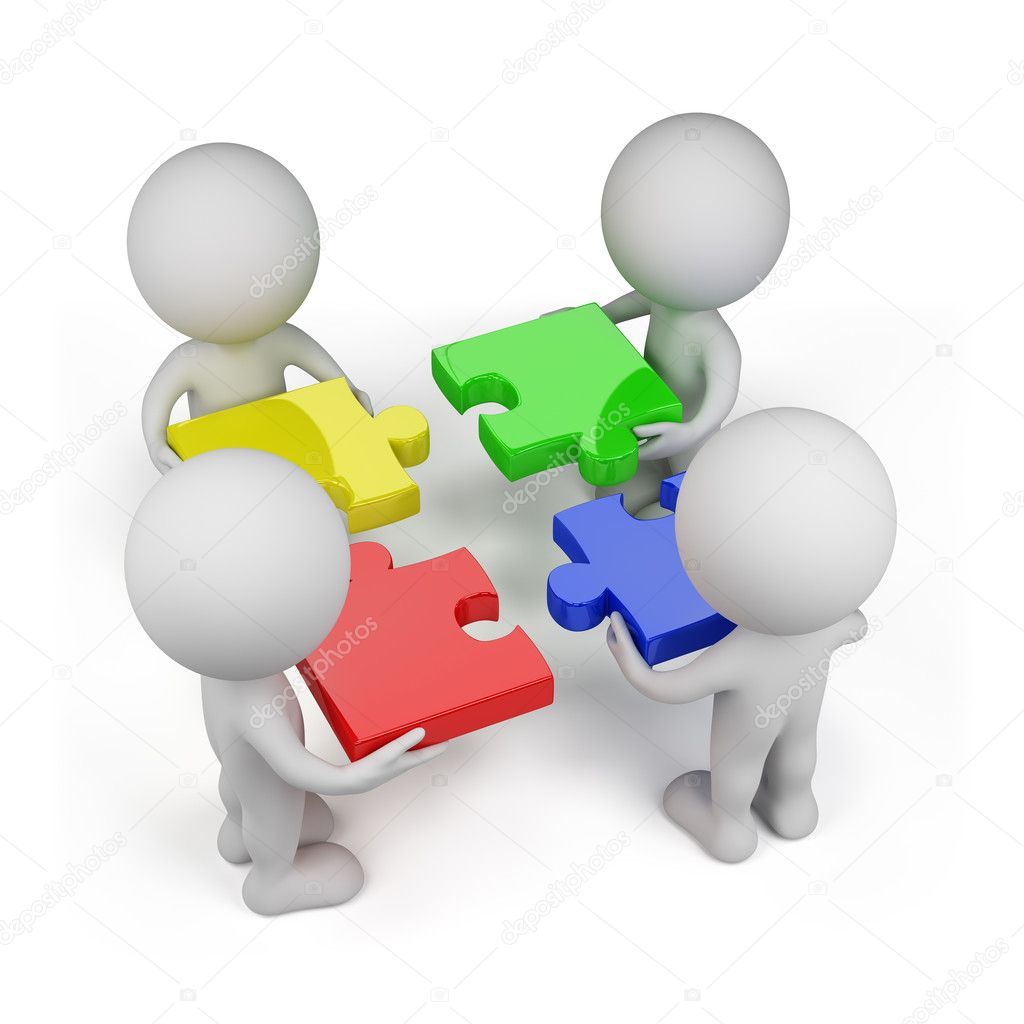 3d person - teamwork with puzzles Stock Photo by ©AlexanderMas 19730731