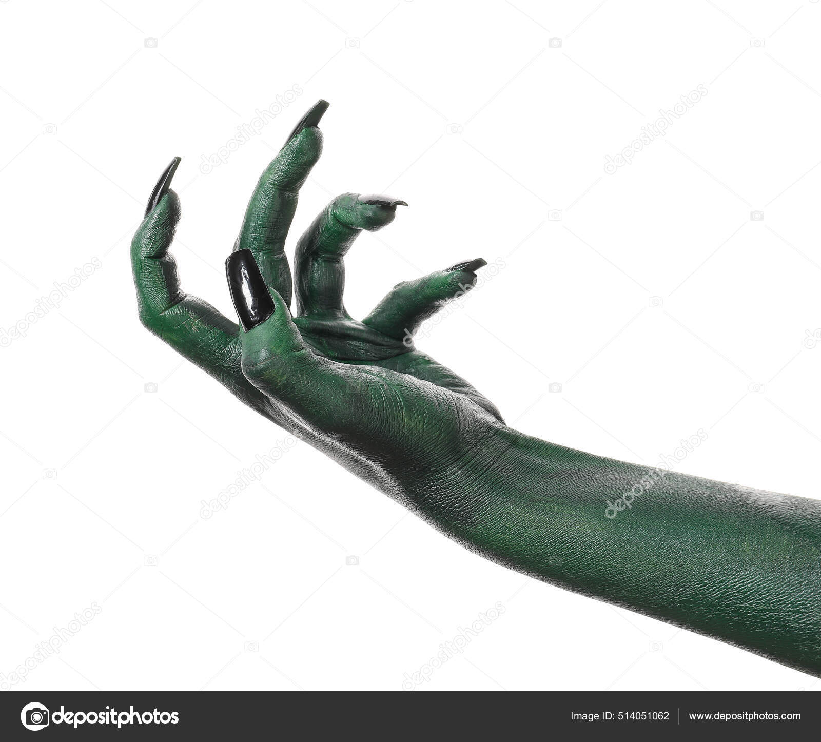 Halloween Green Witch's Zombie's Hand Isolated White Stock Photo by ...