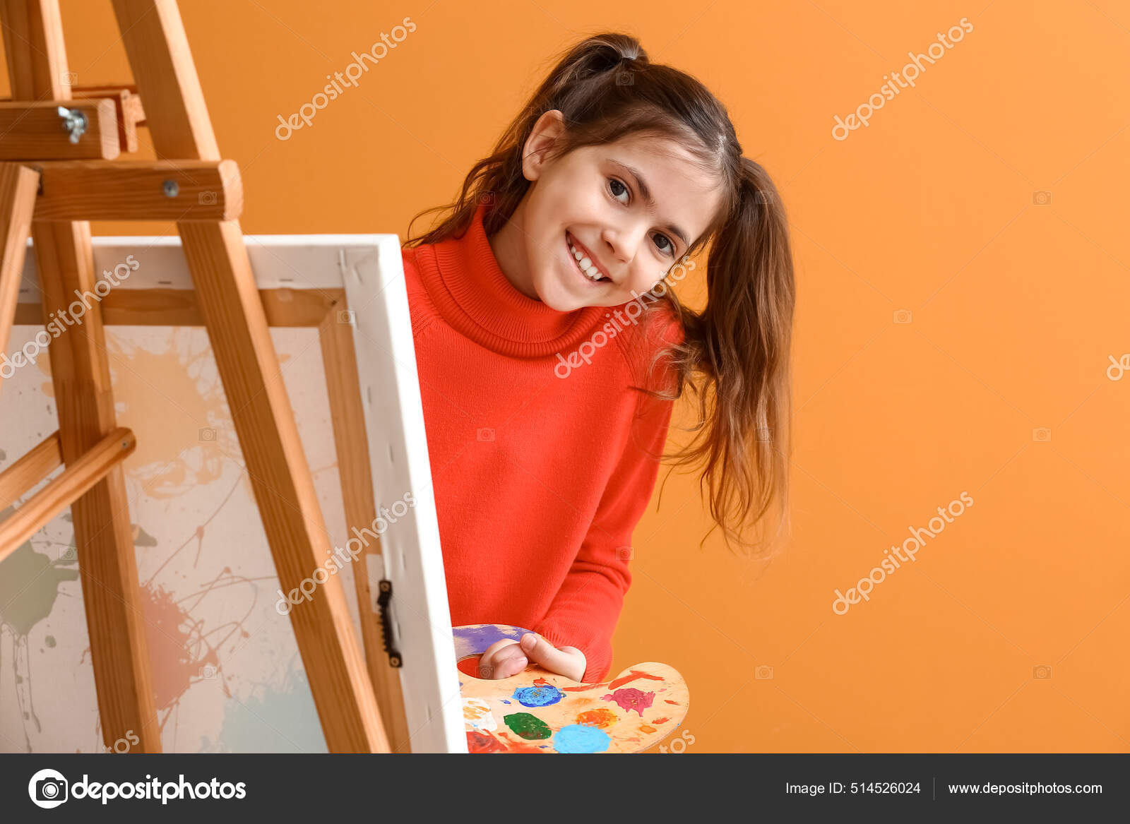 Cute Little Painter Color Background Stock Photo by ©serezniy 514526024