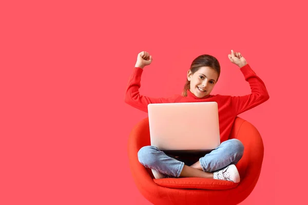 Little Programmer Laptop Color Background Stock Photo by ©serezniy ...