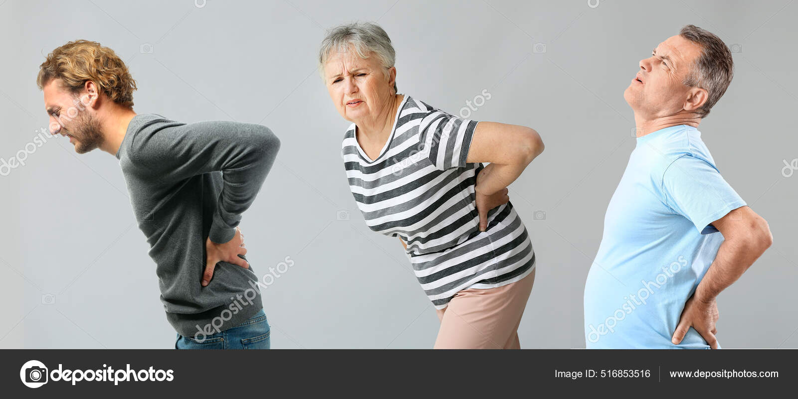 People Feeling Pain Back Grey Background Stock Photo by ©serezniy 516853516