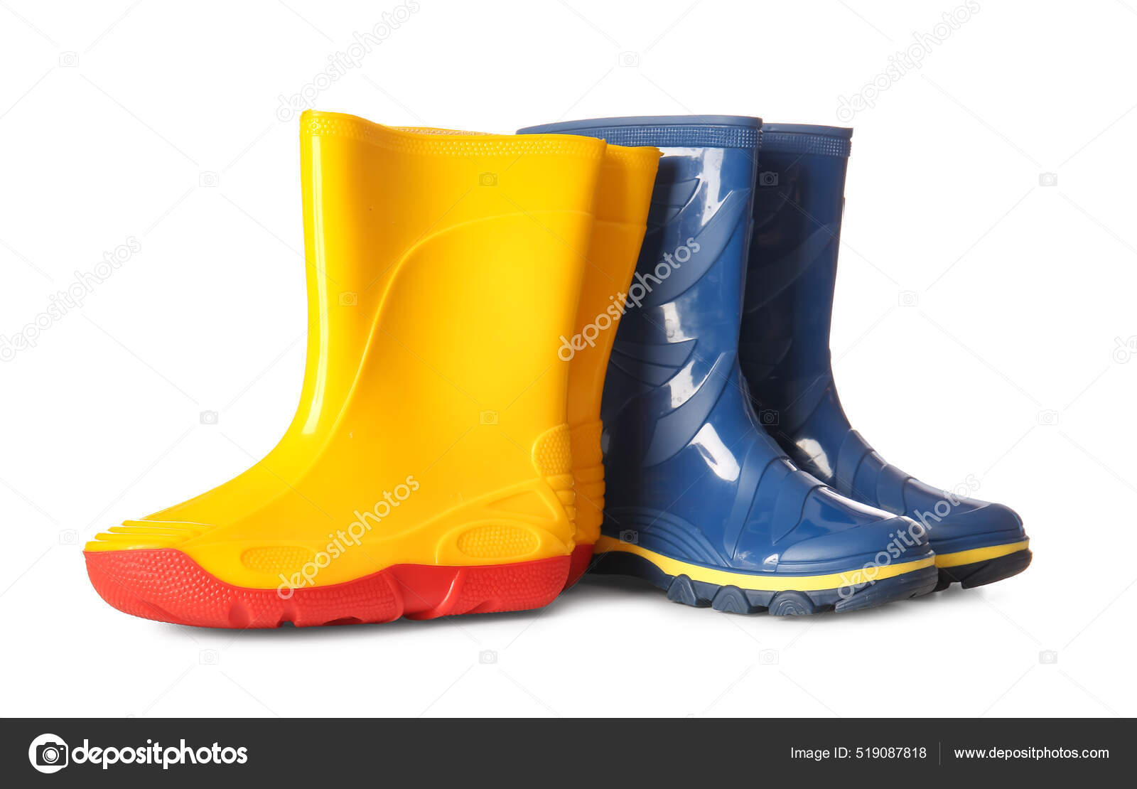 Different Rubber Rain Boots Isolated White Background — Stock Photo ...