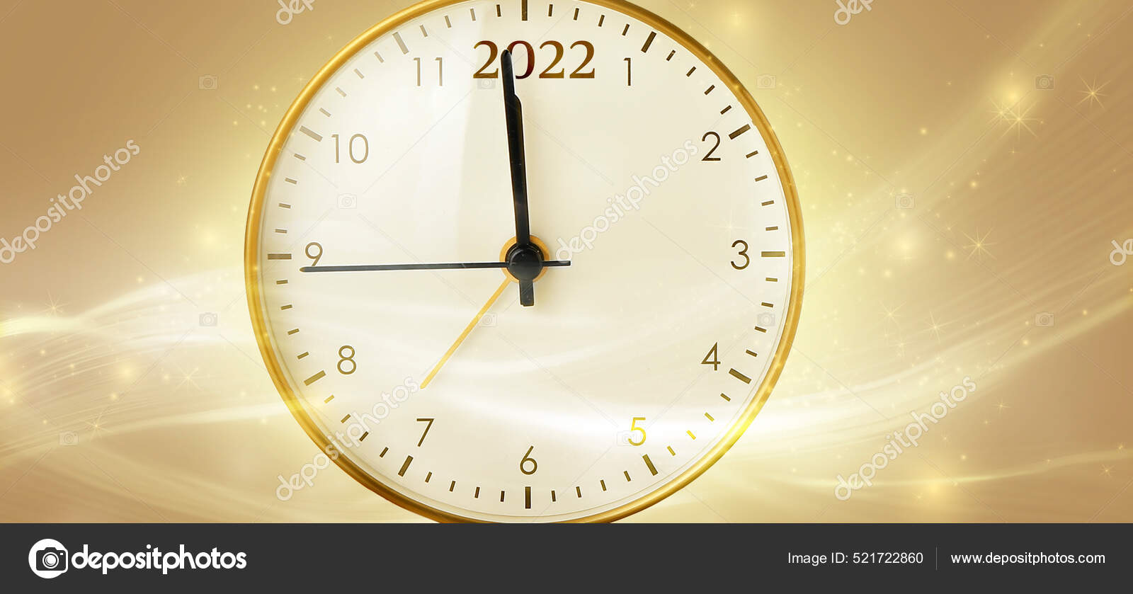 Clock Color Background New Year 2022 Celebration Stock Photo by ...