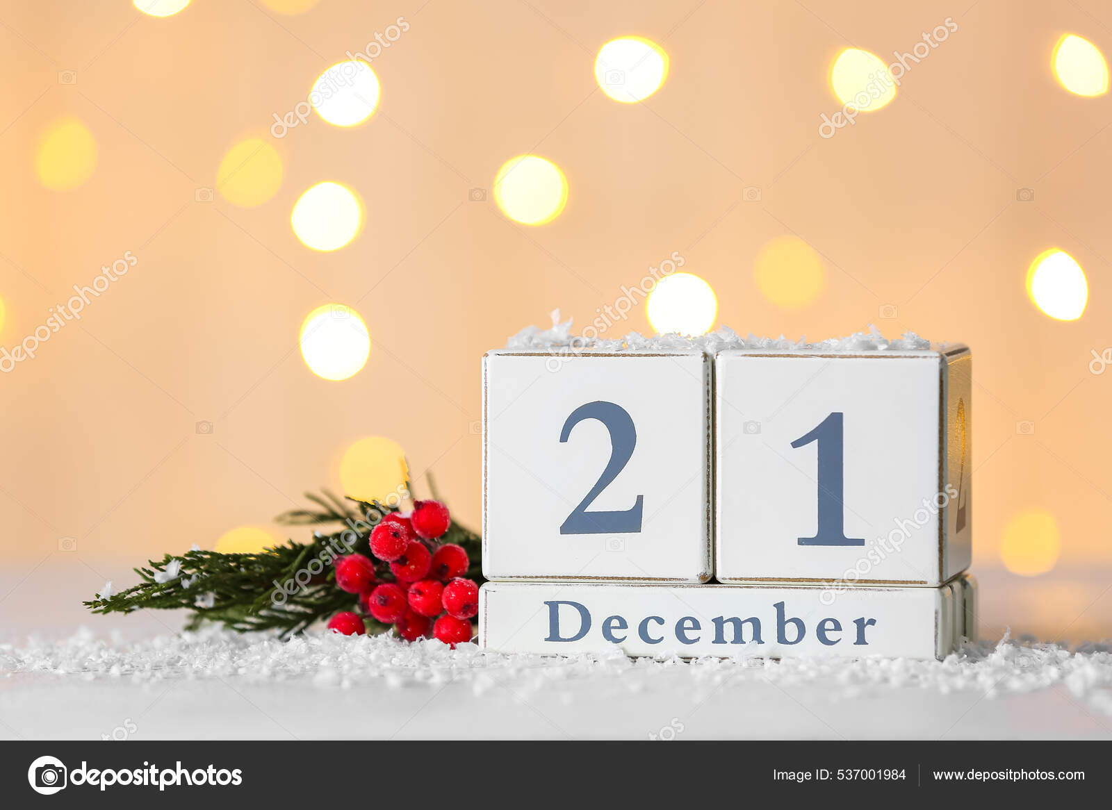 Calendar Date Winter Solstice Light Background Blurred Lights Stock ...