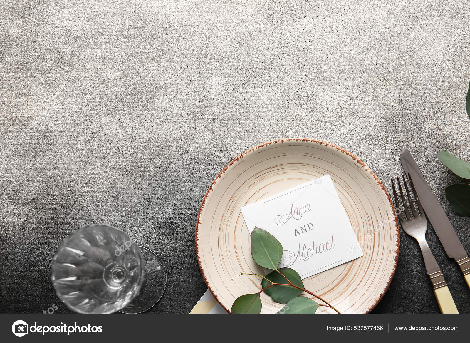 Beautiful Table Setting Wedding Invitation Grunge Background — Stock ...
