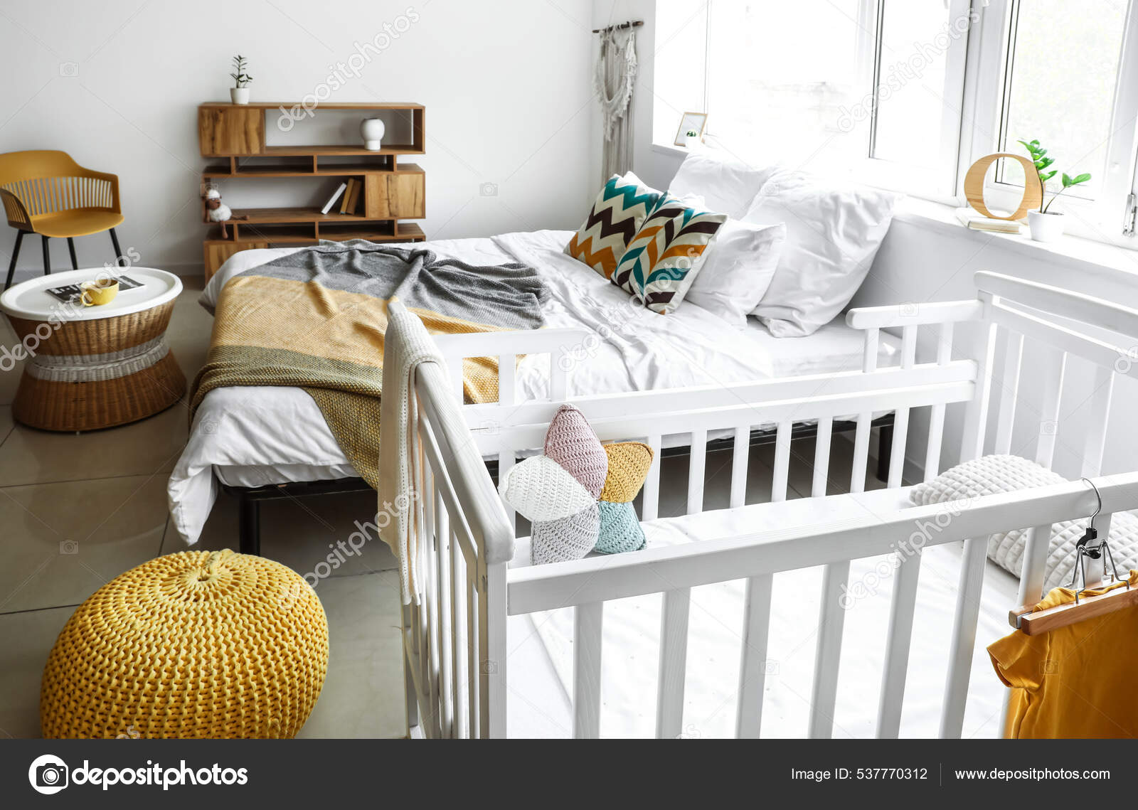 Interior Light Modern Bedroom Crib Big Window Stock Photo by ©serezniy ...