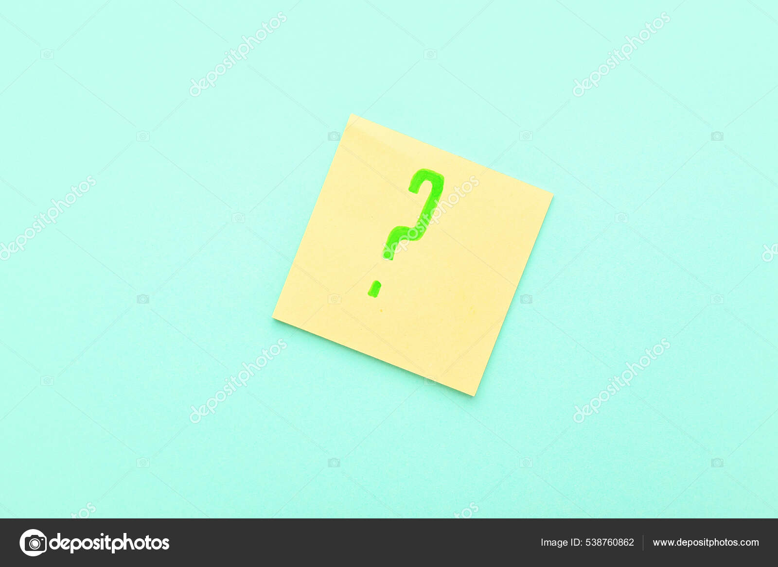Sticky Note Green Question Mark Blue Background — Stock Photo ...