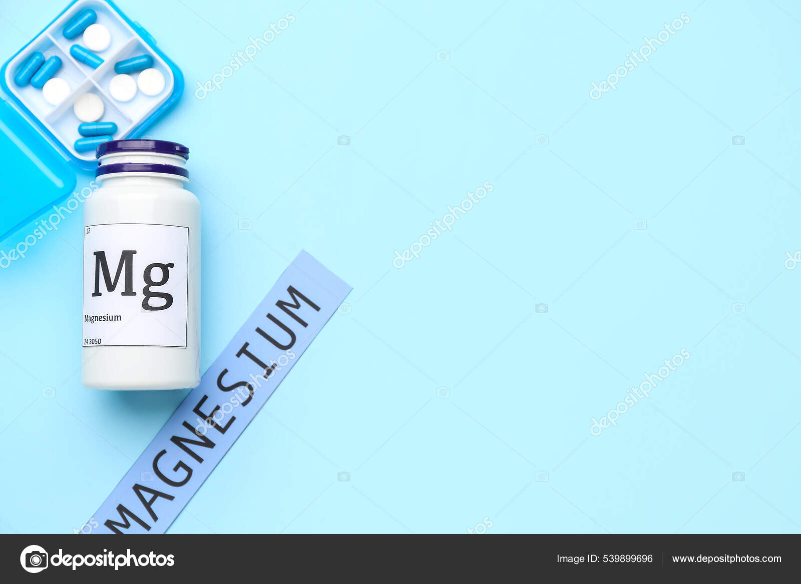 Plastic Container Pills Bottle Word Magnesium Color Background — Stock ...