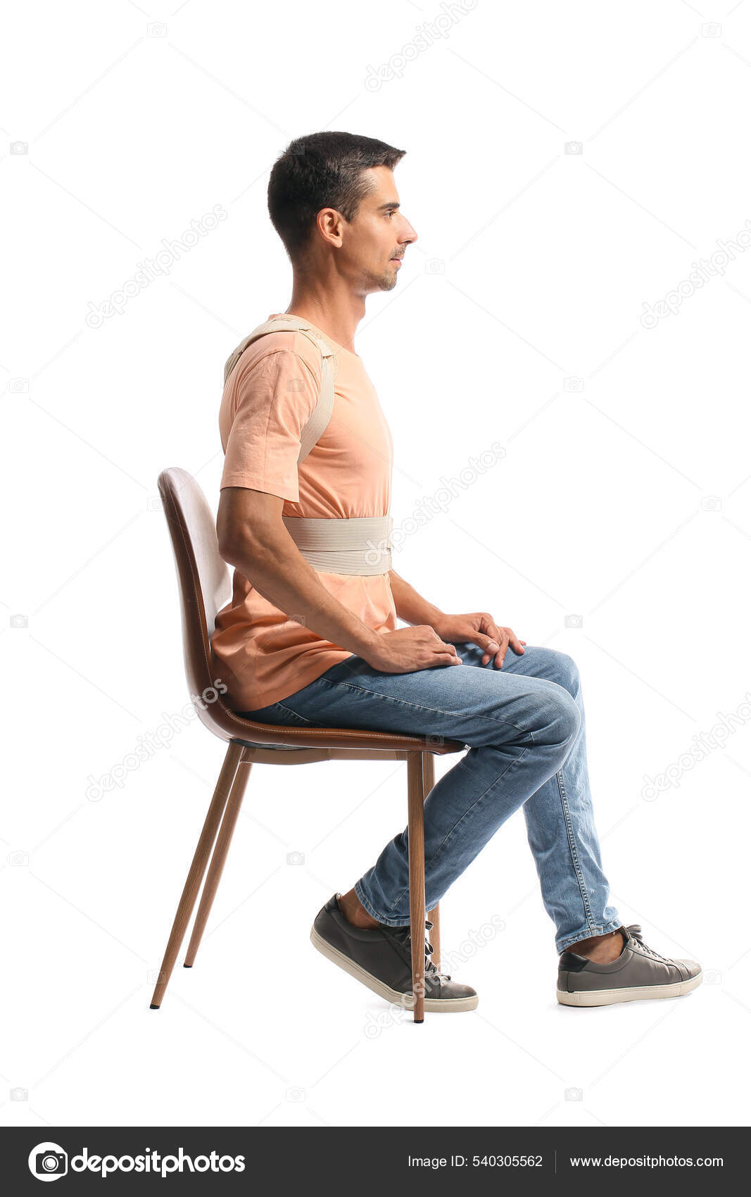 Person Sitting Back White Background