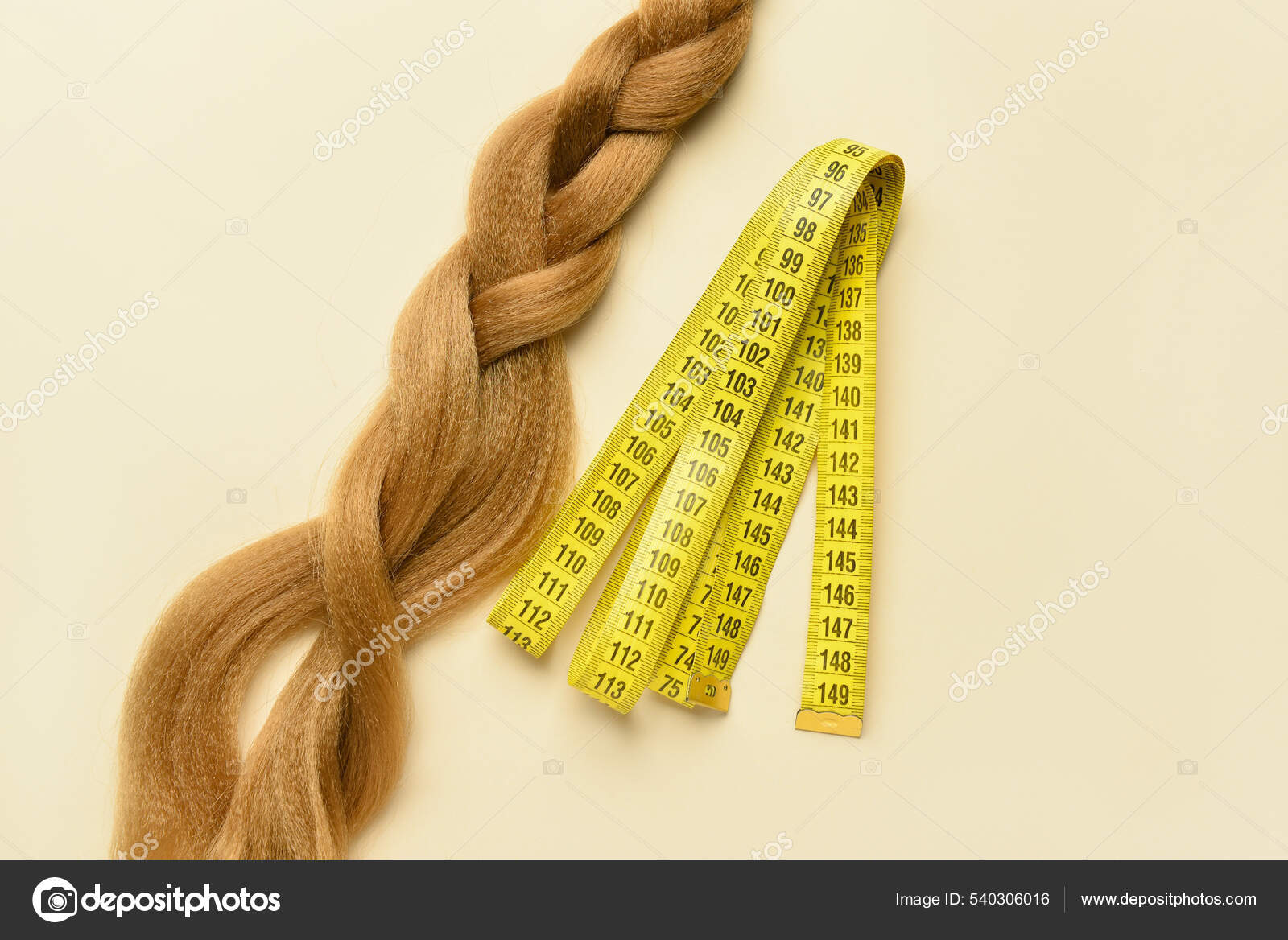 Red Hair Strand Donation Measuring Tape Beige Background — Stock Photo ...
