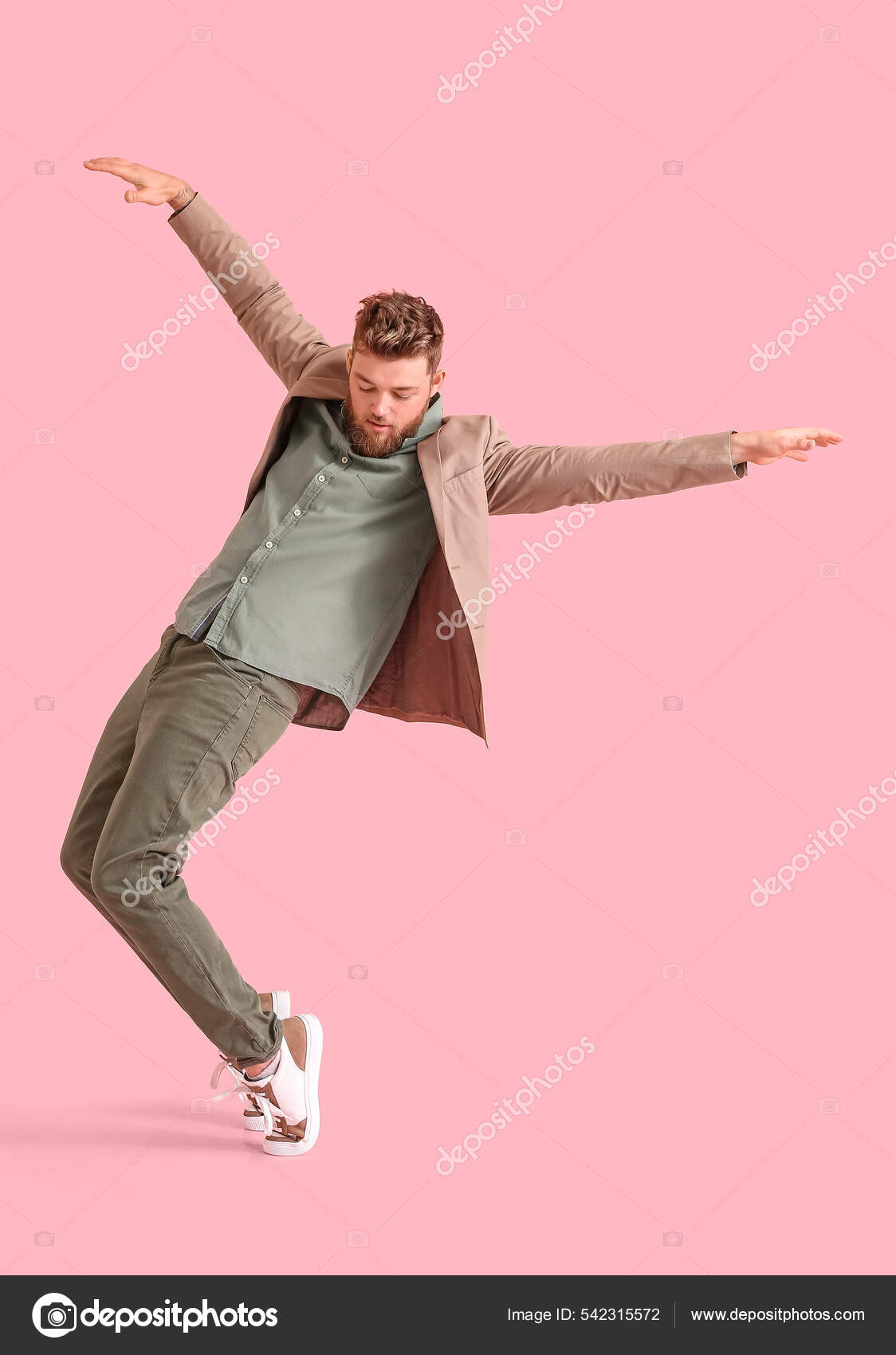 Cool Dancing Young Man Color Background Stock Photo by ©serezniy 542315572