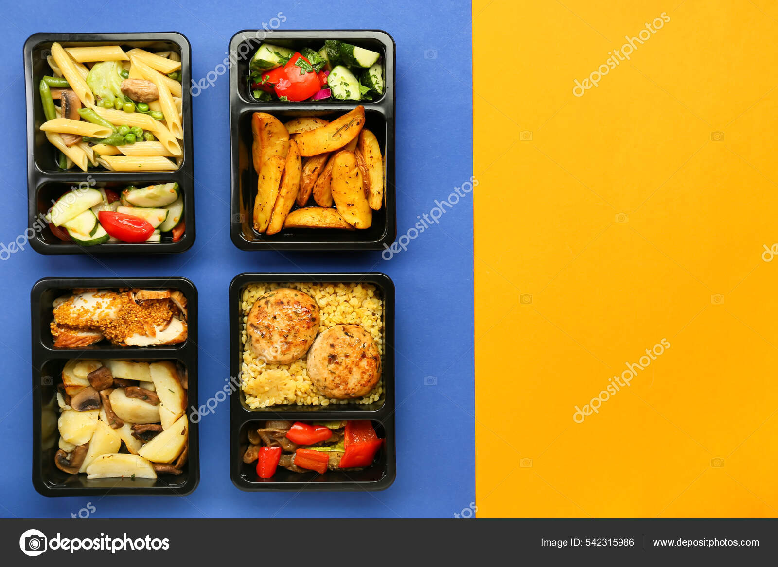 Lunch Boxes Delicious Food Color Background — Stock Photo © serezniy ...