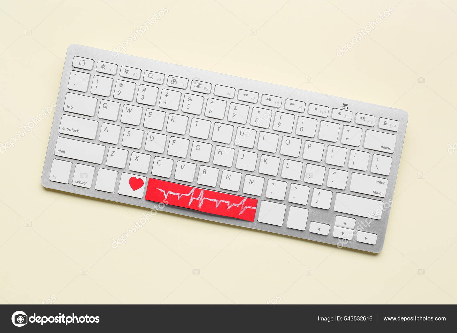 Keyboard Red Heart Cardiogram Drawings Color Background Donation ...