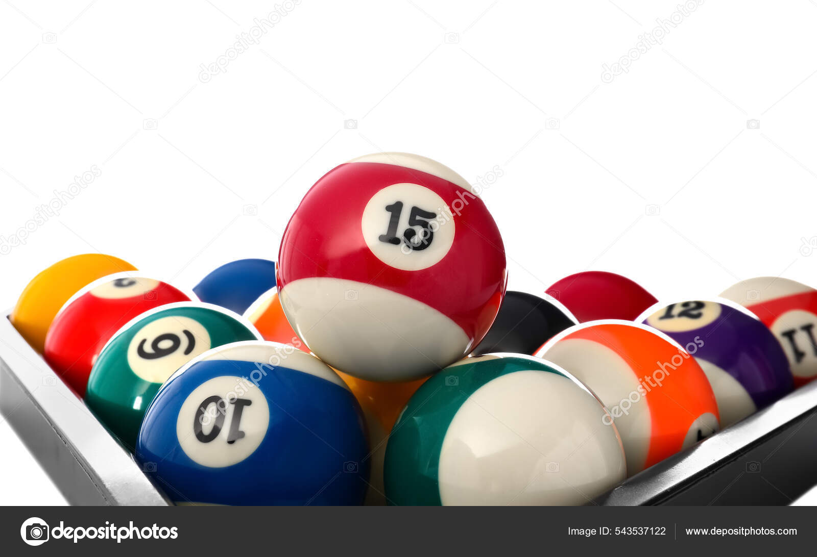 Rack Billiard Balls White Background Closeup Stock Photo by ©serezniy ...