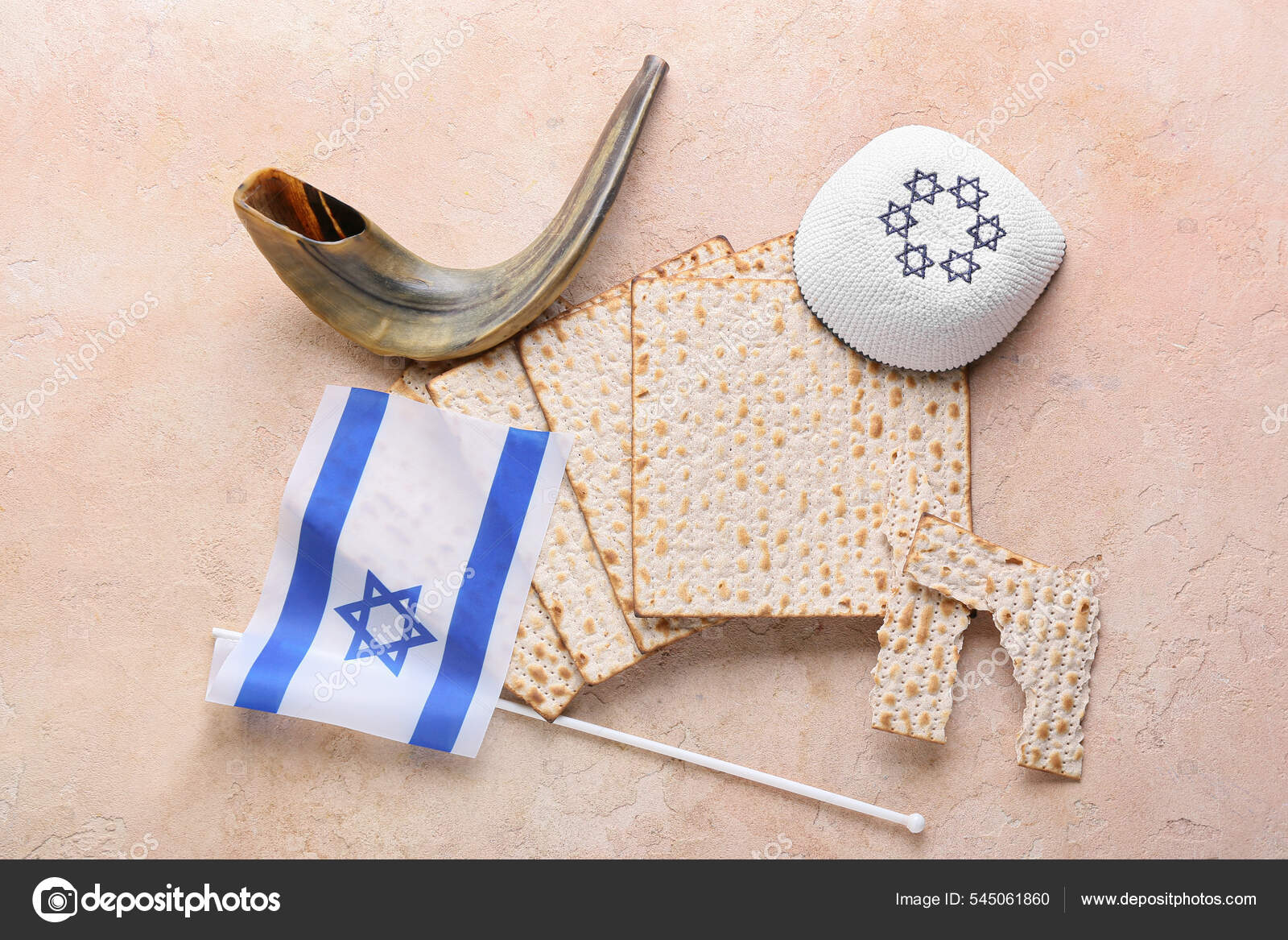 Composición Con Símbolos Del Judaísmo Sobre Fondo Color — Foto de stock ...