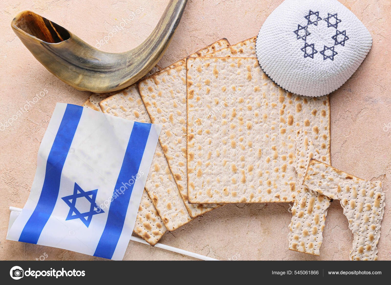 Composición Con Símbolos Del Judaísmo Sobre Fondo Color — Foto de stock ...