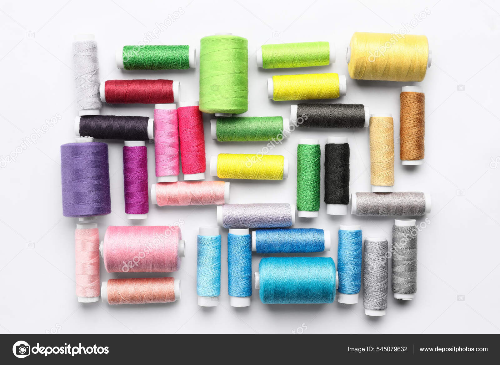 Multicolored Sewing Thread Spools White Background — Stock Photo ...