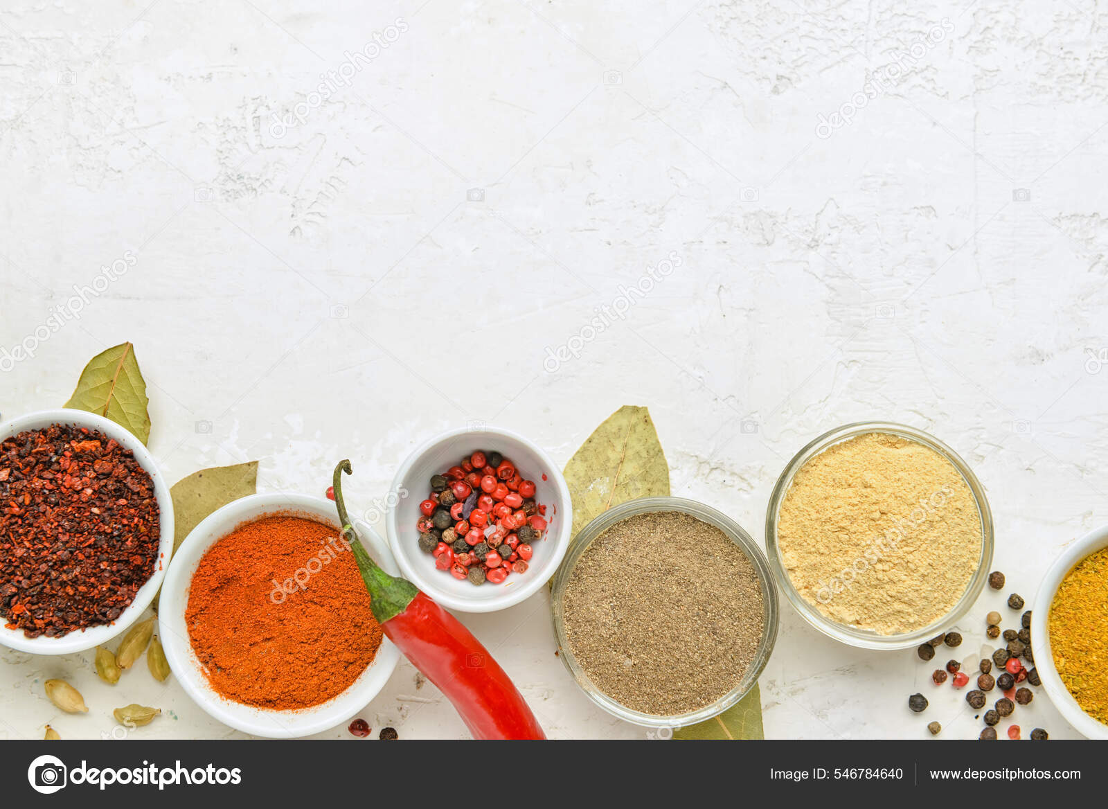 Set Different Aromatic Spices Light Background Stock Photo by ©serezniy ...