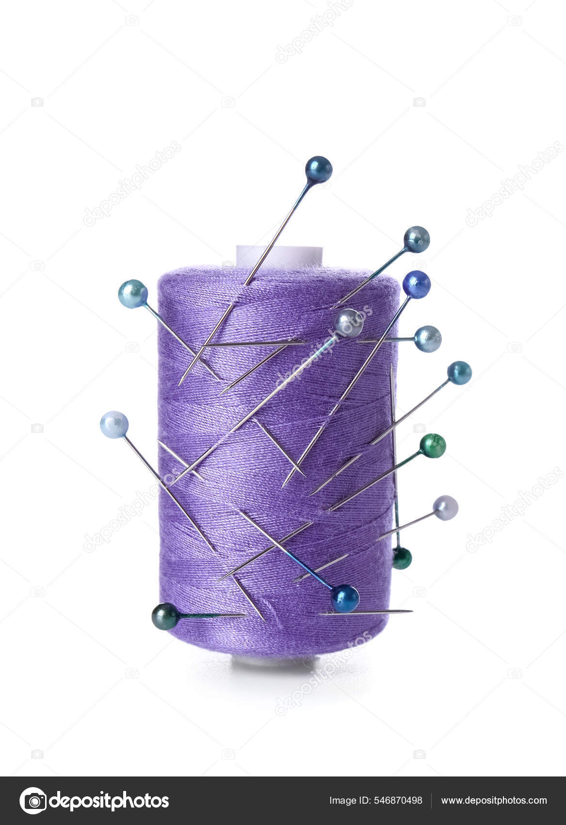 Purple Thread Spool Ball Pins White Background — Stock Photo © serezniy ...