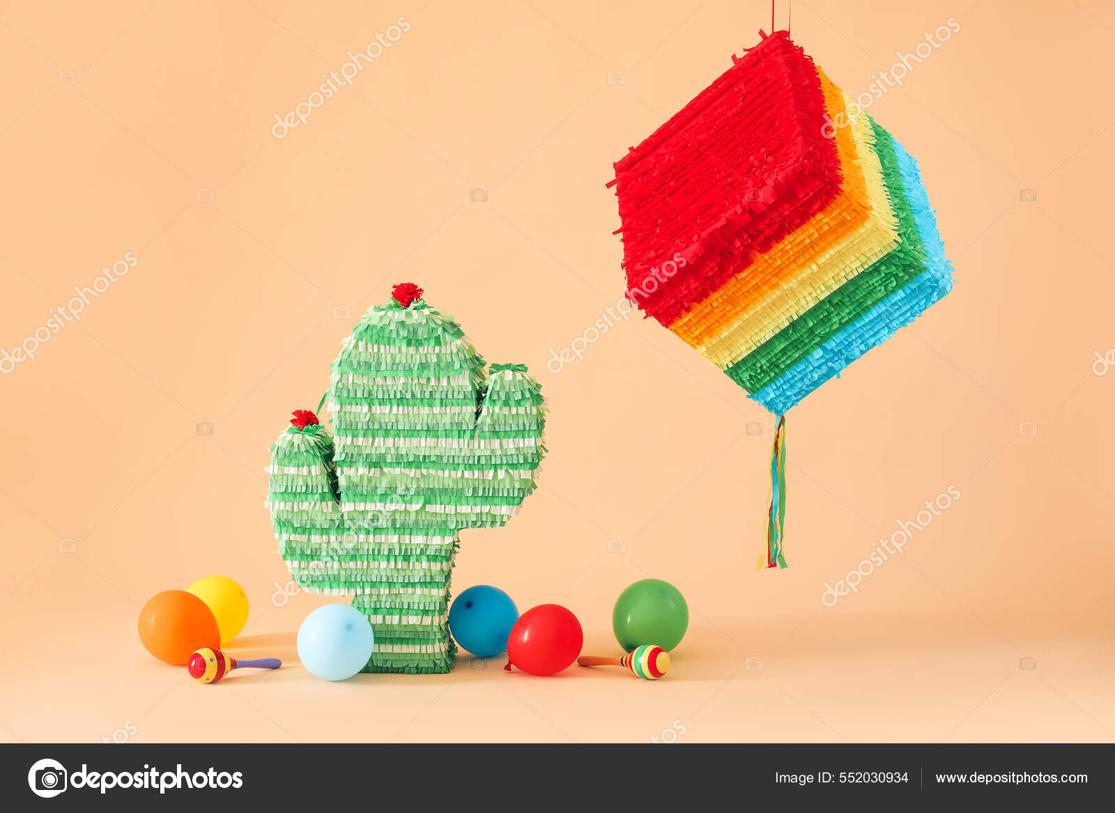 Mexican Pinatas Balloons Color Background — Stock Photo © serezniy ...