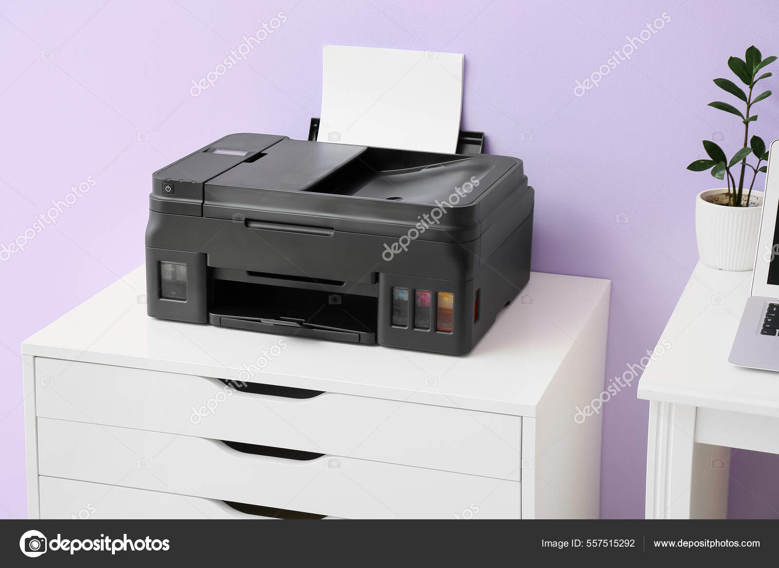 Printer Paper Chest Drawers Color Wall — Stock Photo © serezniy #557515292