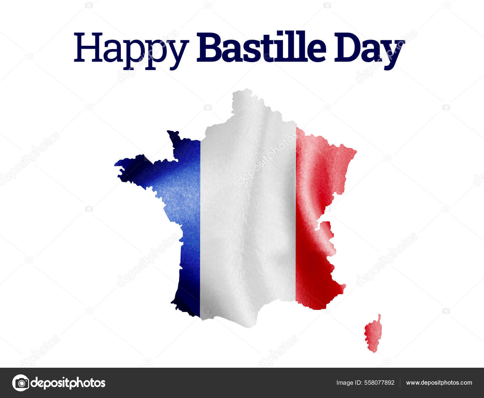 Map France Colors French Flag Text Happy Bastille Day White Stock Photo ...
