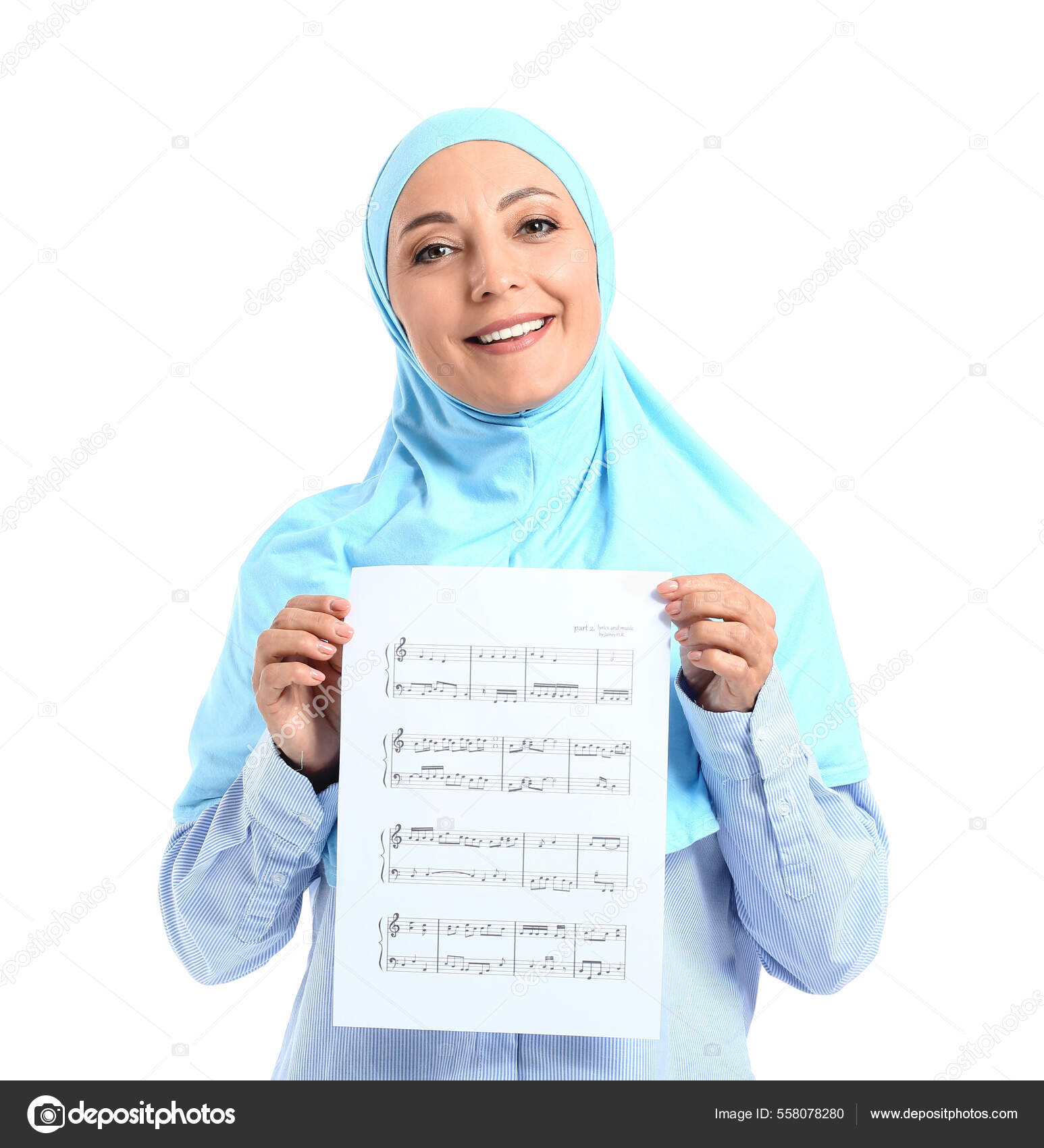 Muslim Music Teacher Note Sheet White Background Stock Photo by ...