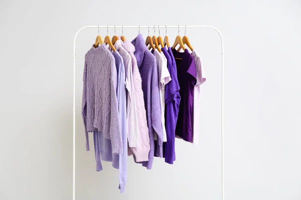 Rack Clothes Purple Shades Lilac Background — Stock Photo © serezniy ...