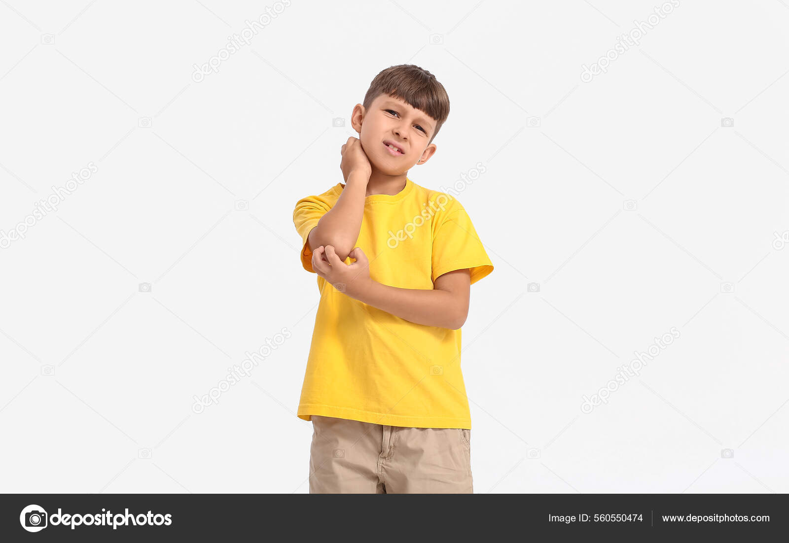 Little Boy Scratching Himself White Background — Stock Photo © serezniy ...