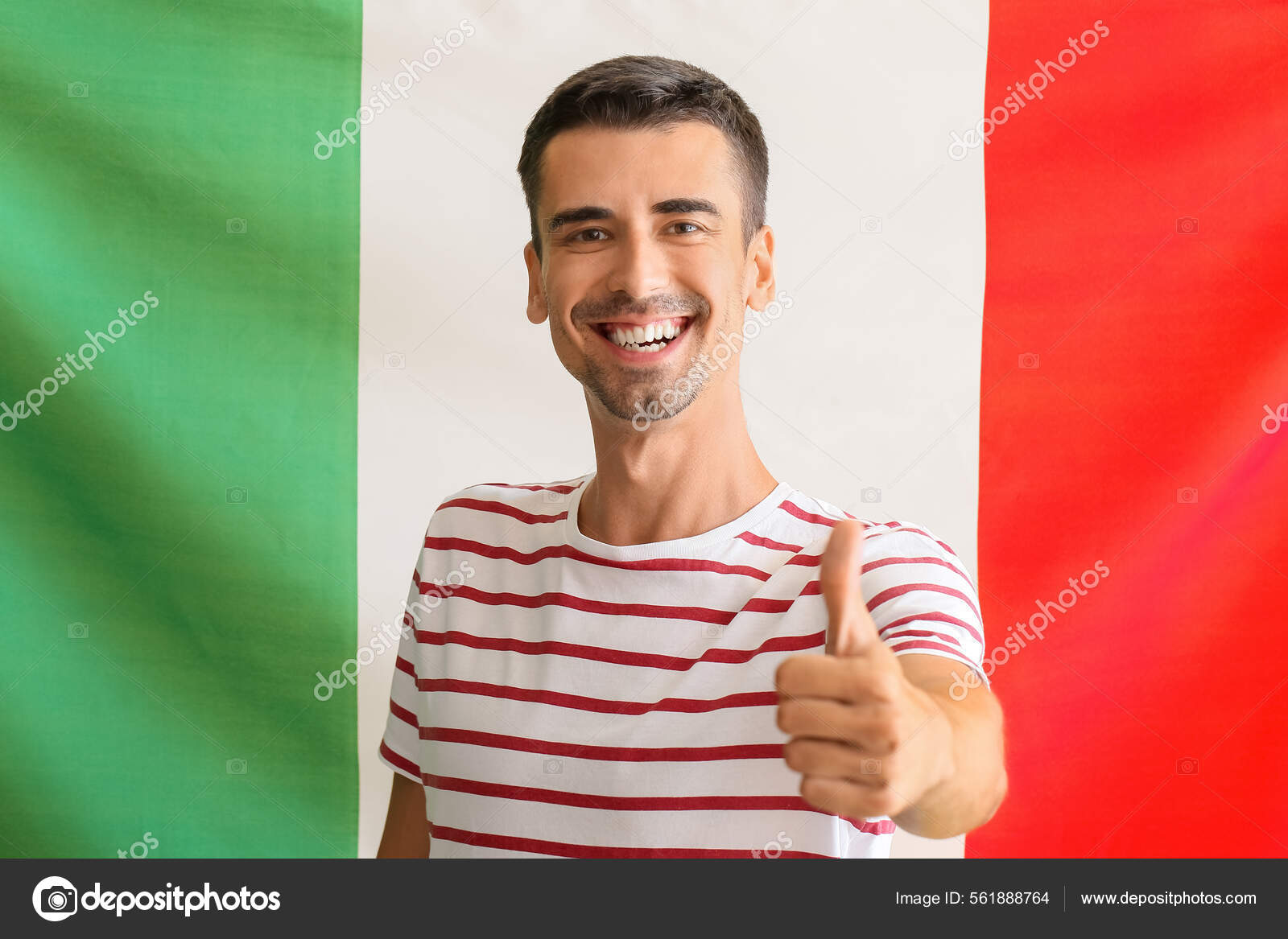 Handsome Young Man Showing Thumb Italian Flag — Stock Photo © serezniy ...