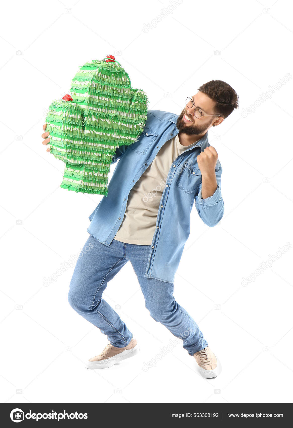 Handsome Man Mexican Pinata White Background Stock Photo by ©serezniy ...