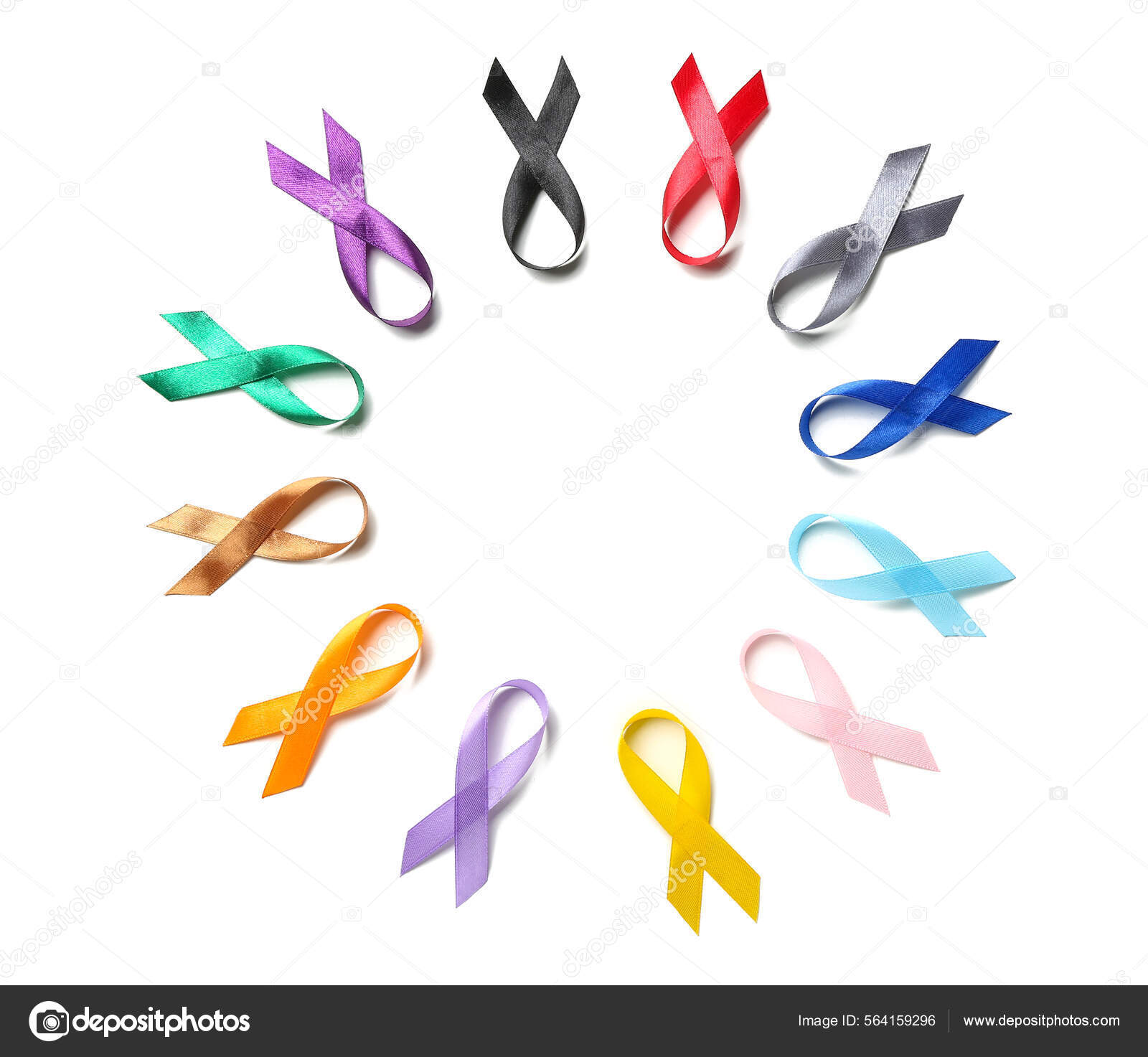 Circle Frame Made Colorful Awareness Ribbons White Background World ...
