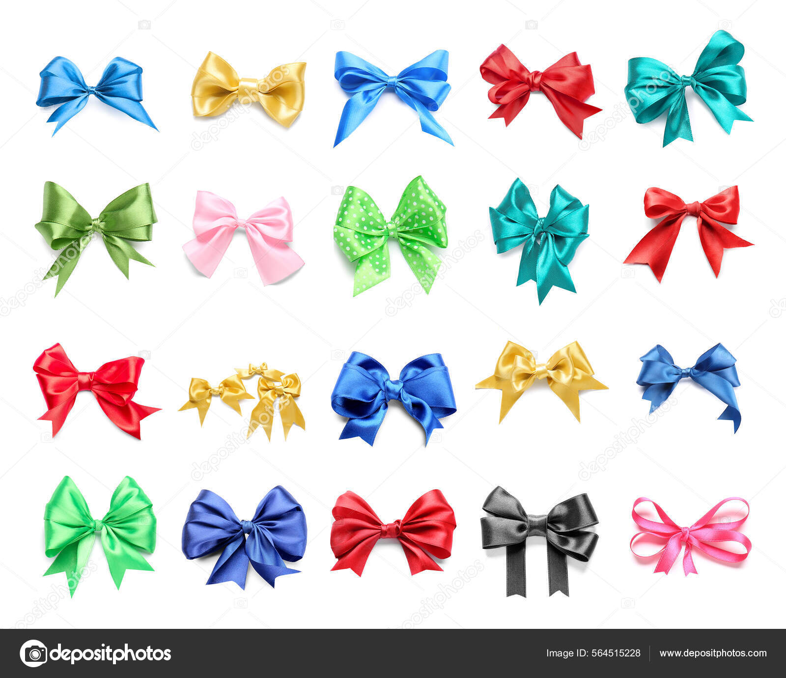 Set Beautiful Colorful Bows Isolated White — Stock Photo © serezniy ...