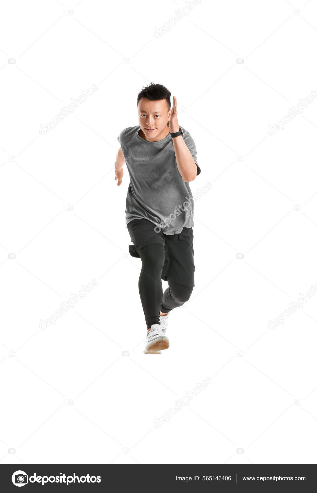 Sporty Male Runner White Background — Stock Photo © serezniy #565146406