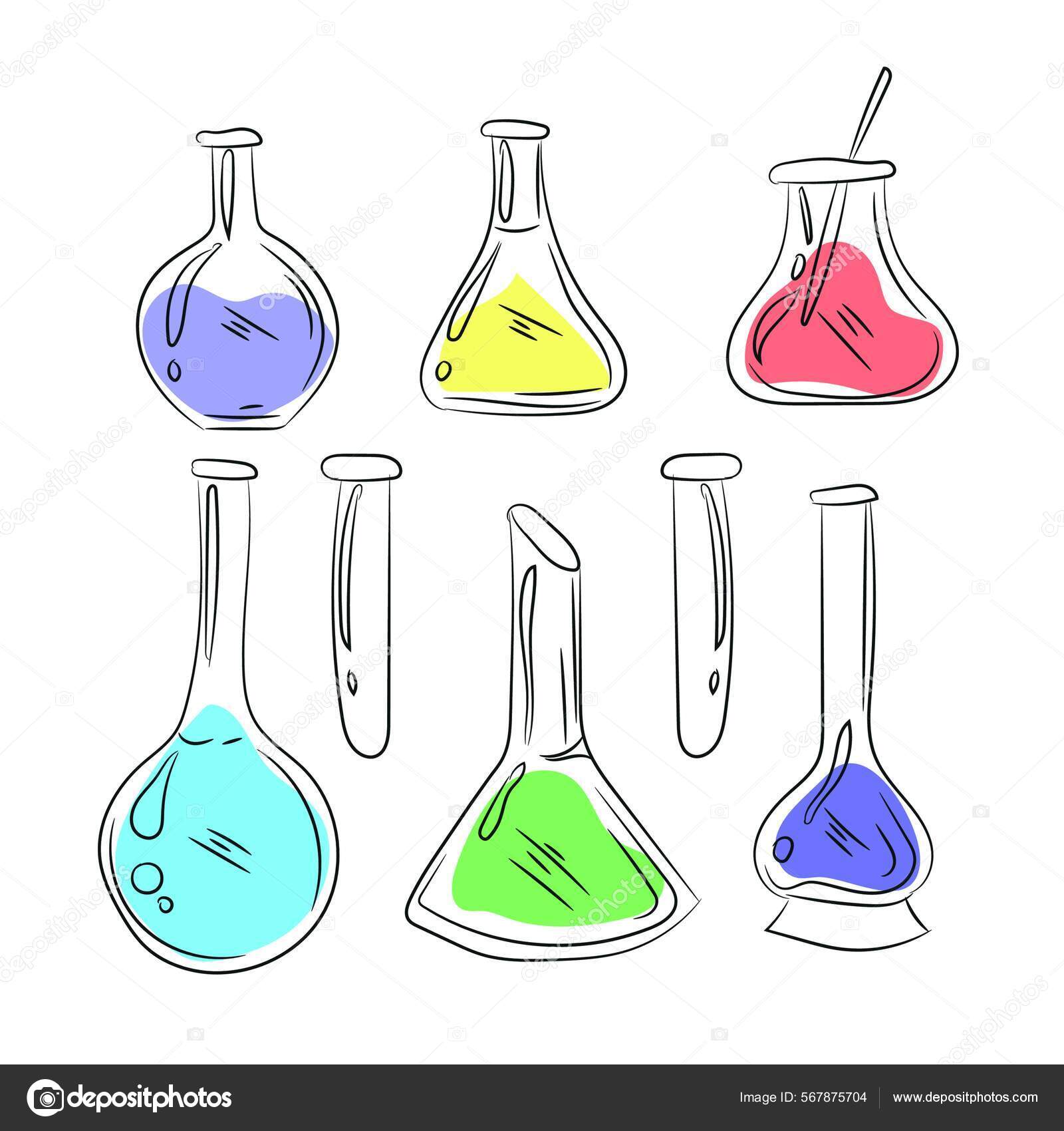 Different Laboratory Glassware White Background Stock Vector by ...