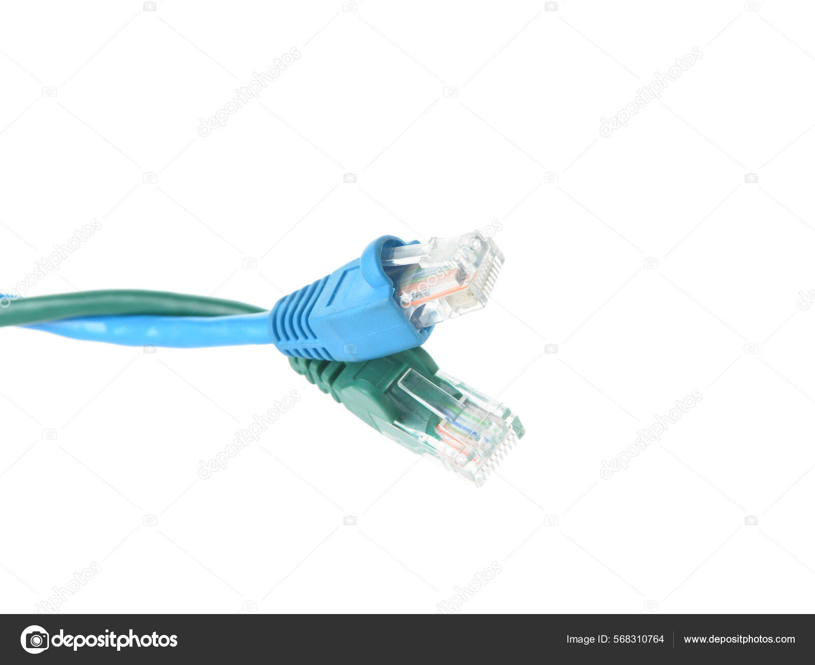 Modern Internet Cables Isolated White Background Closeup Stock Photo by ...