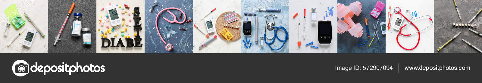 Collage Glucometers Different Medical Tools Diabetes Concept Stock ...