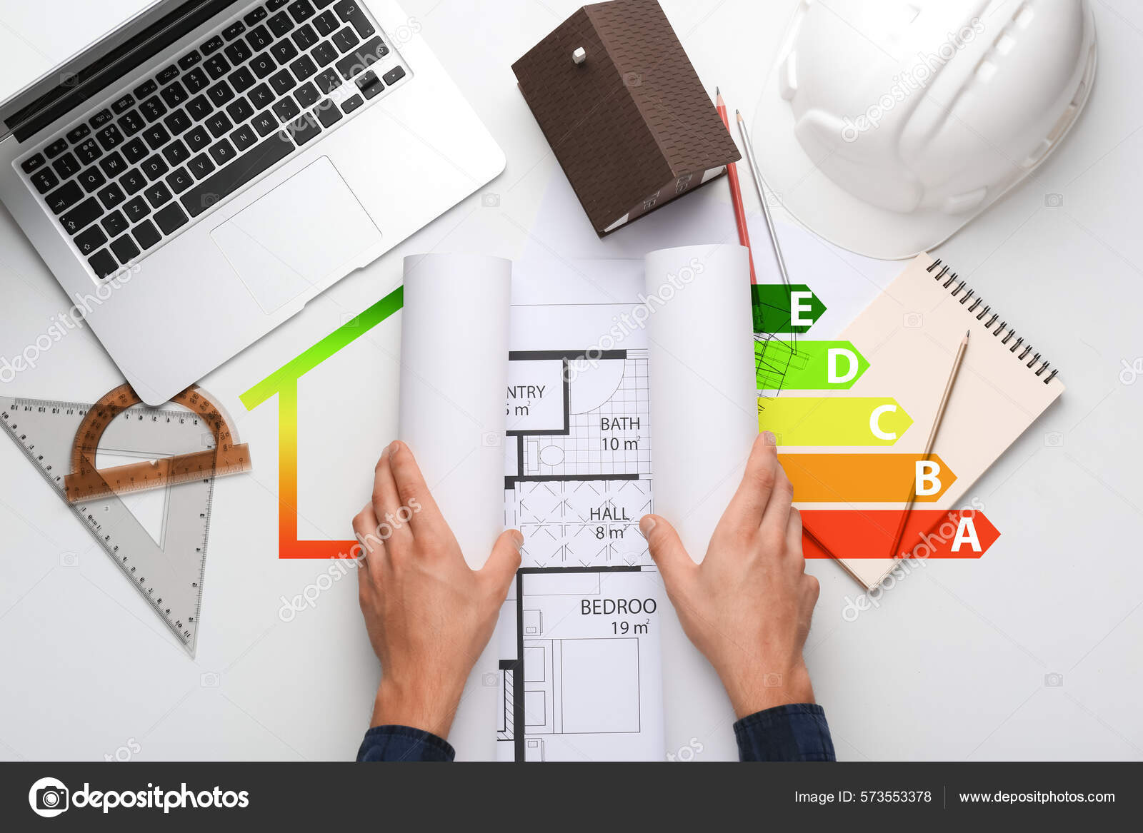 Male Architect Working Project Building Top View Concept Energy ...