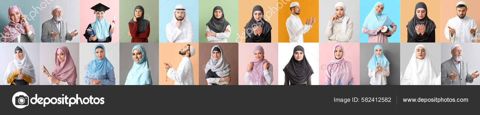 Set Different Arab People Colorful Background — Stock Photo © serezniy ...