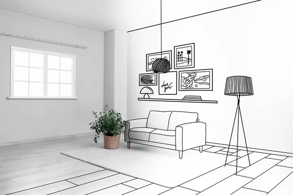 Sketsa Interior Ruang Tamu