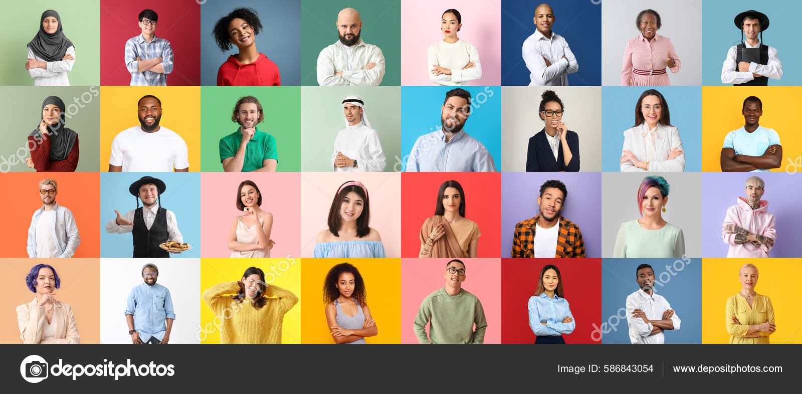 Collage Different People Color Background Stock Photo by ©serezniy ...