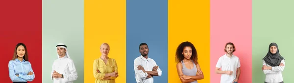 Collage Different People Color Background Stock Photo by ©serezniy ...