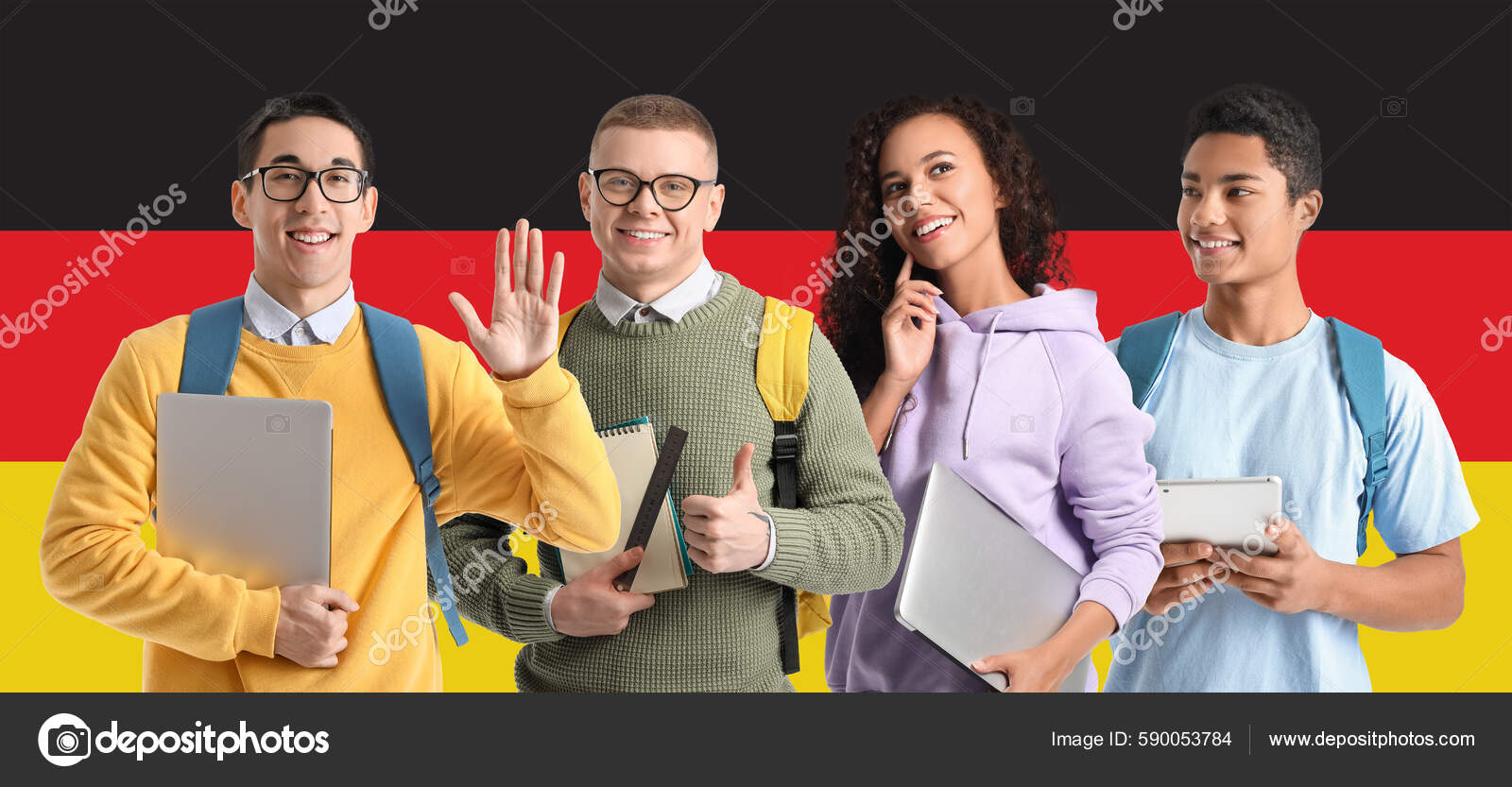 Portrait Students Flag Germany — Stock Photo © serezniy #590053784