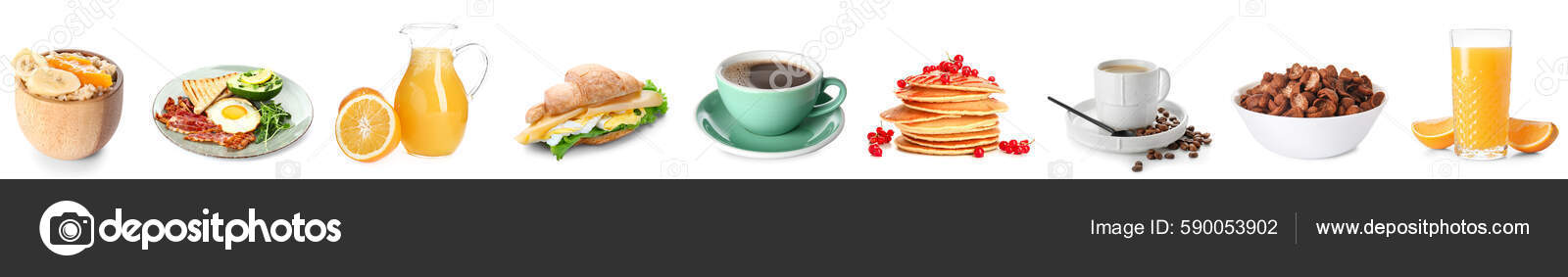Collage Tasty Breakfasts White Background — Stock Photo © serezniy ...