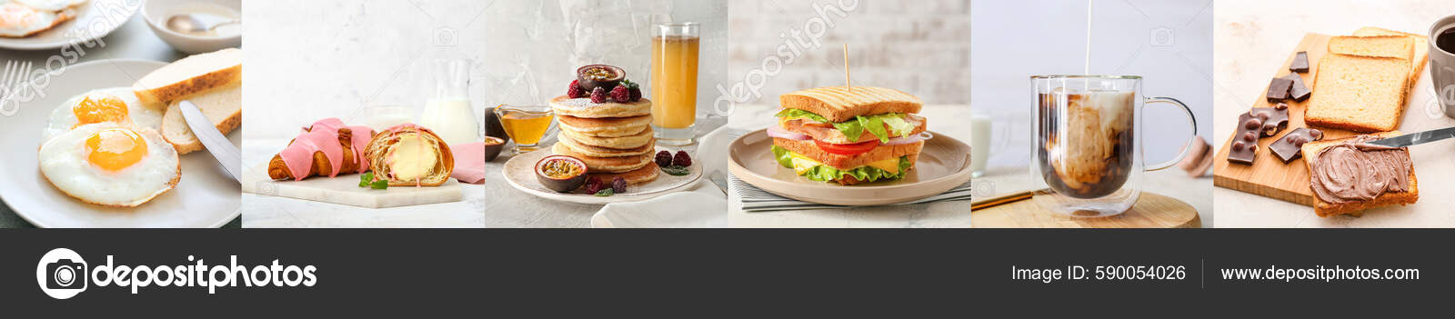 Group Delicious Breakfasts Light Background Stock Photo by ©serezniy ...