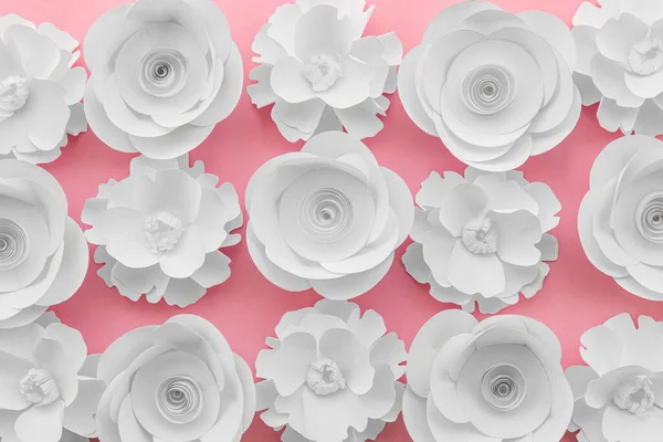 Beautiful Handmade Paper Flowers Pink Background — Stock Photo ...