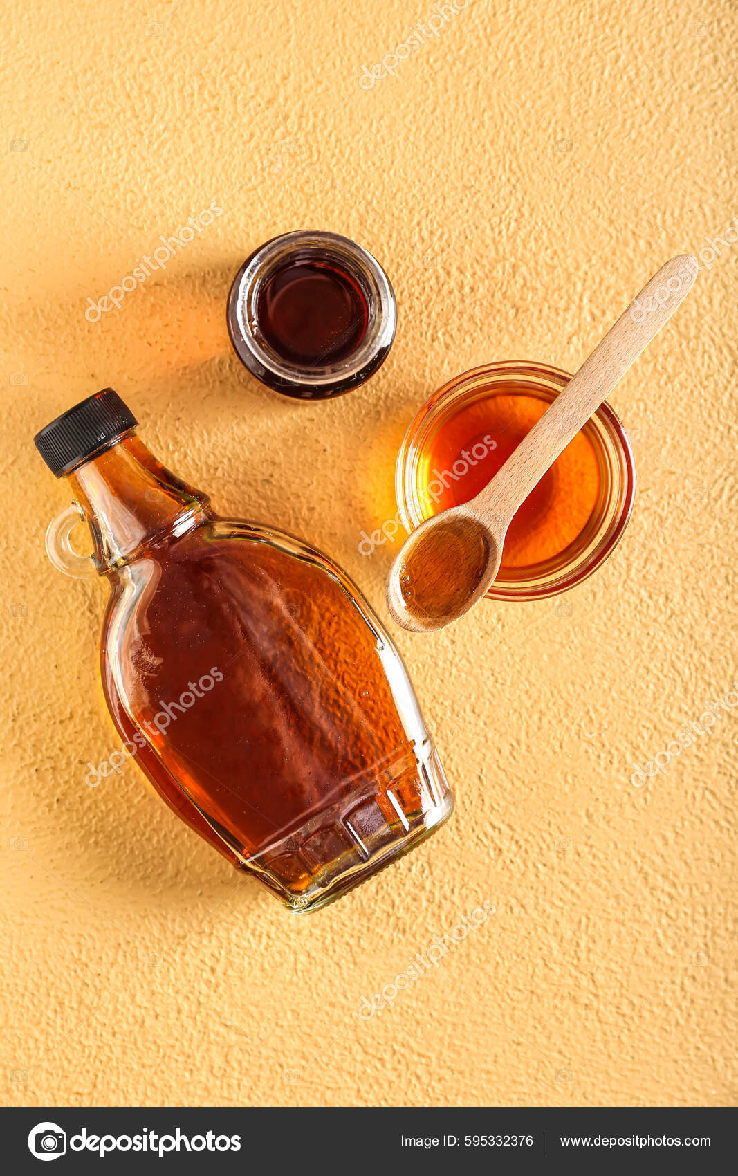 Bottles Bowl Maple Syrup Color Background Stock Photo by ©serezniy ...